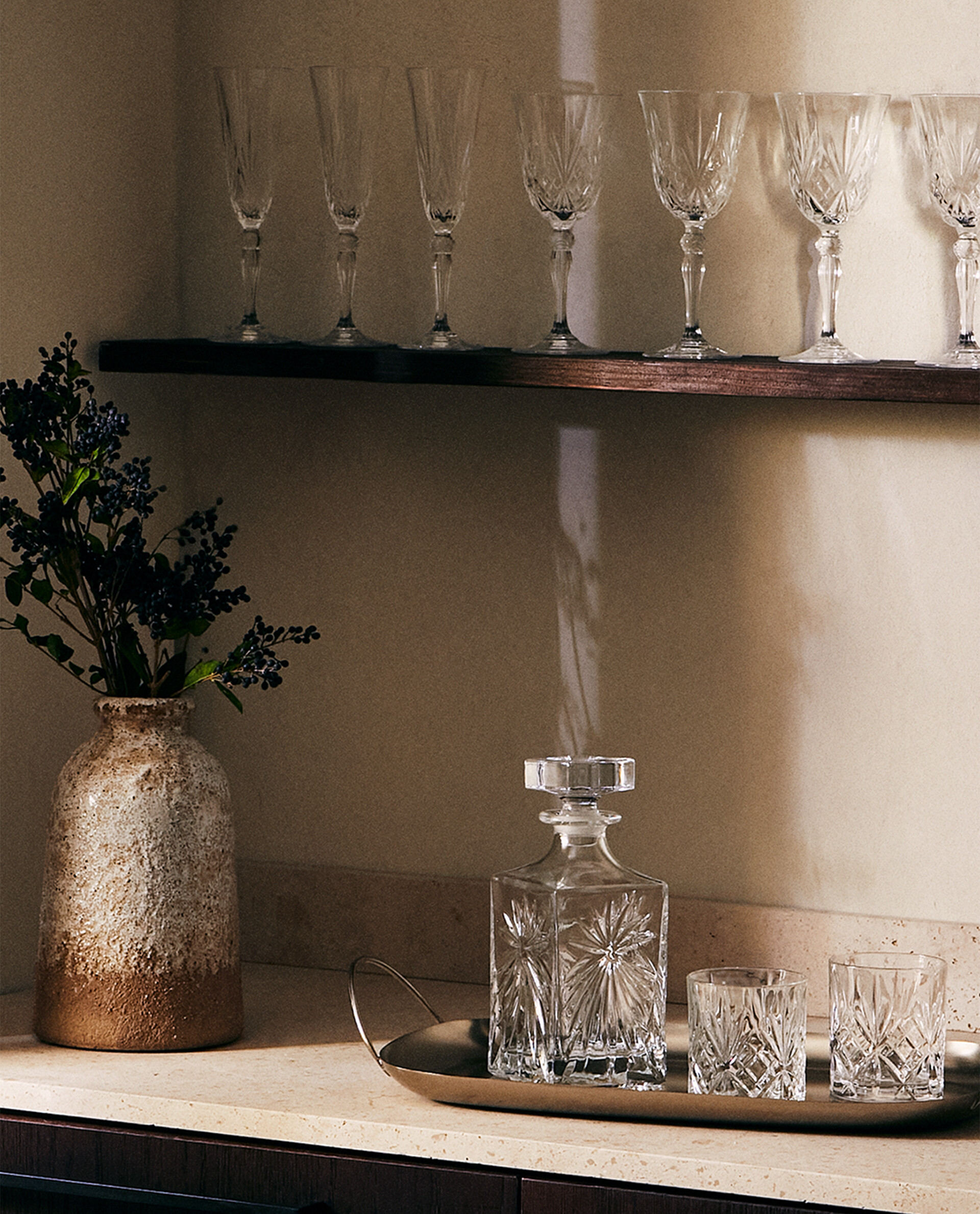 Raised Crystalline Glassware Set Sets Glassware Dining New Collection Zara Home Germany