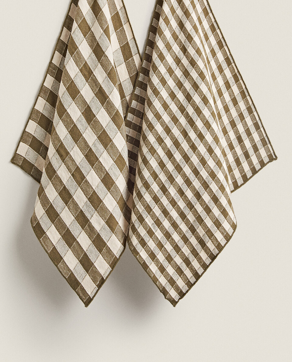 CHECK TEA TOWEL (PACK OF 2) | Zara Home UAE - ABU DHABI/AL AIN/RAS AL ...