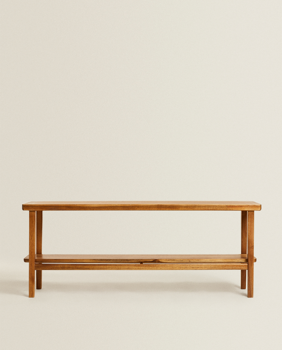 Acacia Wood Double Bench Zara Home United Kingdom