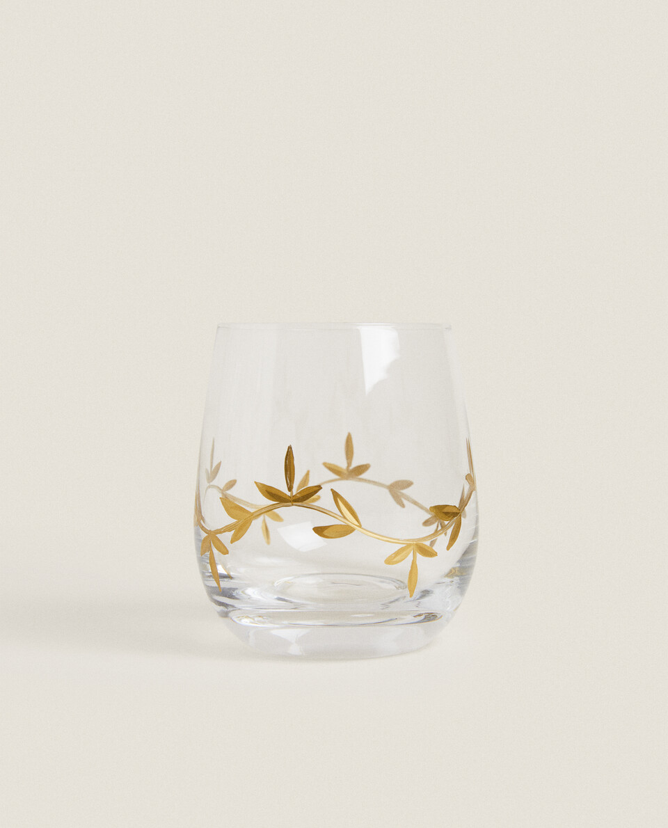 Christmas Leaf Glass Tumbler Zara Home Uae Abu Dhabial Ainras Al