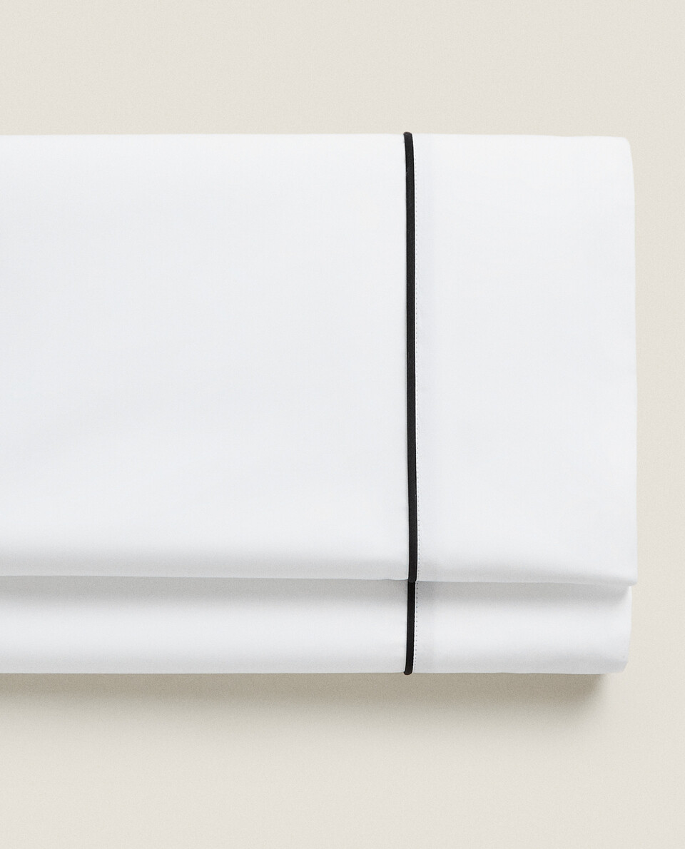 FLAT SHEET WITH COLOURED PIPING DETAIL Zara Home United Kingdom FLAT SHEET WITH COLOURED PIPING DETAIL Zara Home United Kingdom