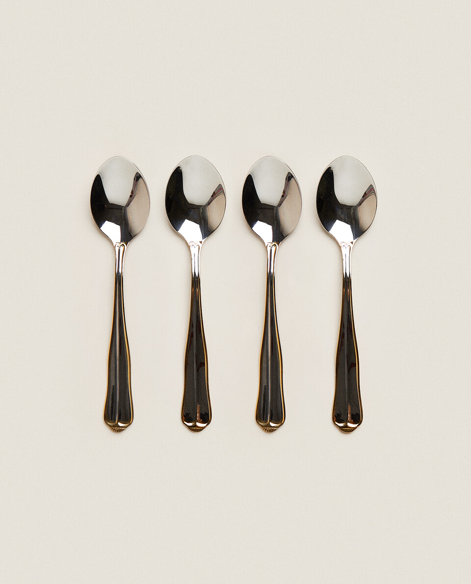 BOX OF 4 SPOONS WITH GOLD RIM | Zara Home UAE - ABU DHABI/AL AIN/RAS AL ...