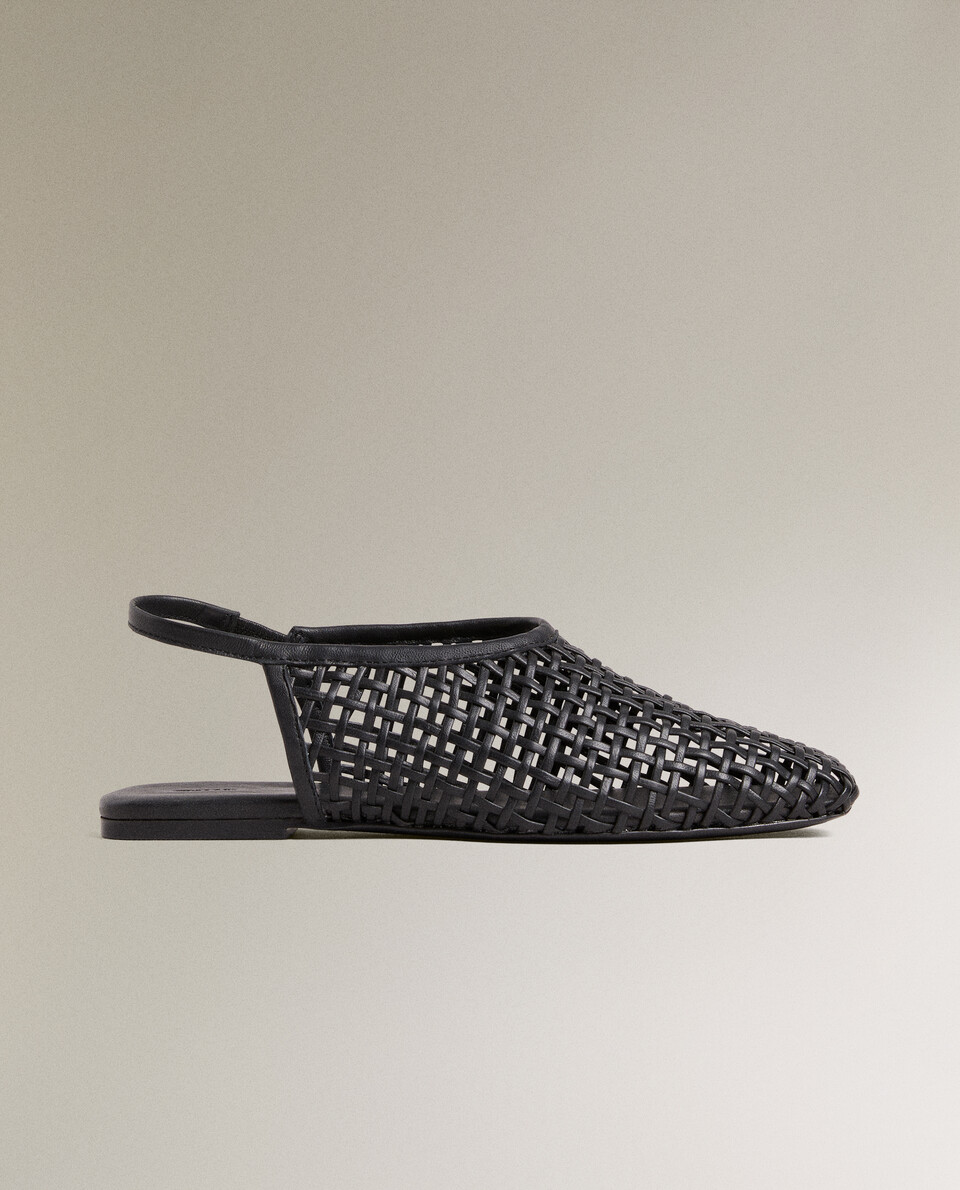 BRAIDED LEATHER SLINGBACK BALLERINAS | Zara Home United Kingdom