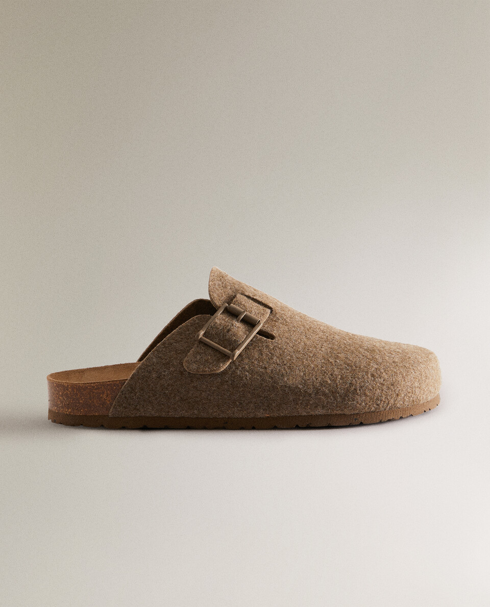 BUCKLED FELT MULE CLOG SLIPPERS | Zara Home United Kingdom
