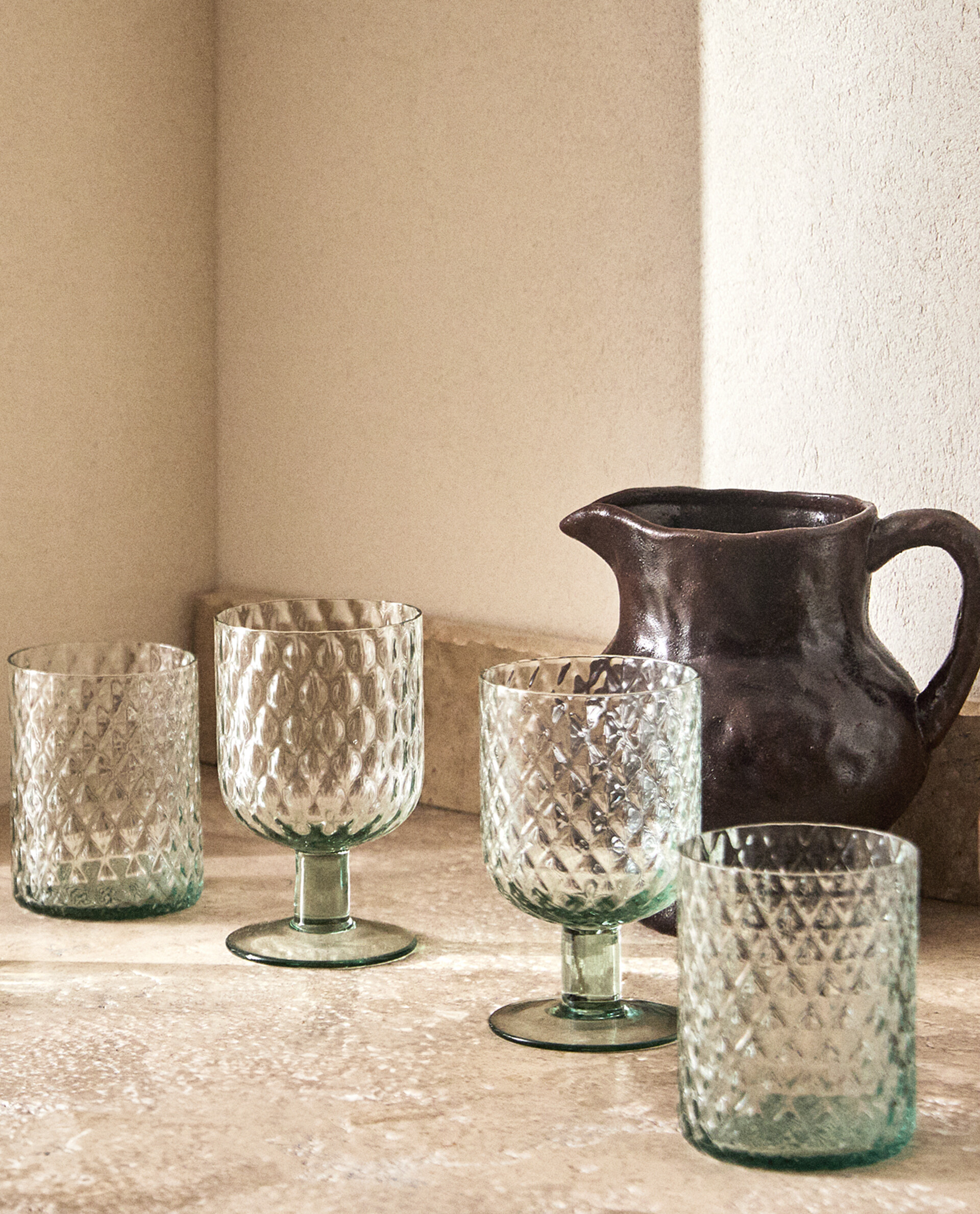 GLASSWARE SET WITH RAISED DIAMOND DESIGN - Sets - GLASSWARE - DINING - NEW COLLECTION | Zara ...
