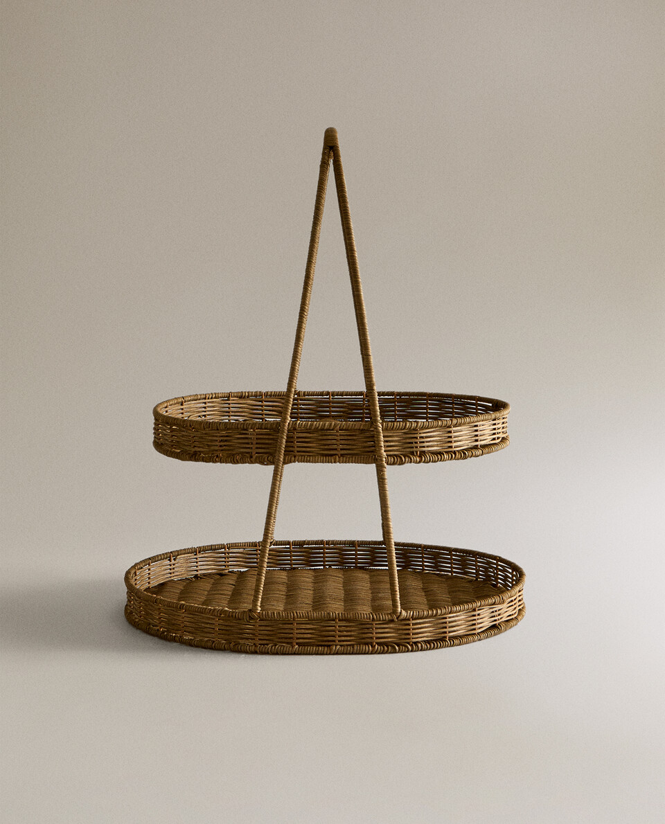 TWO-TIER RATTAN TRAY WITH HANDLE | Zara Home UAE - ABU DHABI/AL AIN/RAS ...