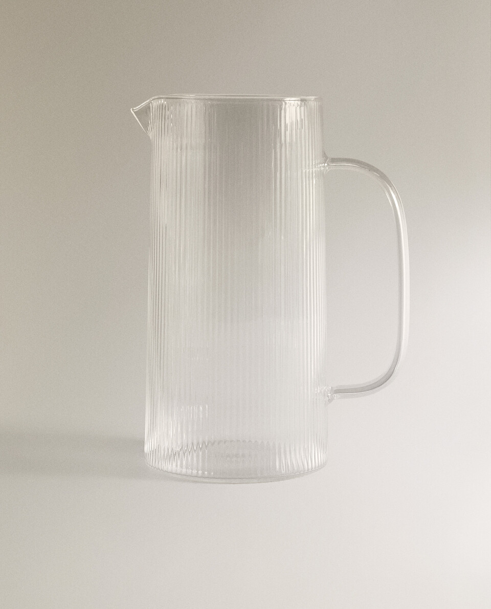 ΚΑΝΑΤΑ ΑΠΟ ΒΟΡΙΟΠΥΡΙΤΙΚΟ ΓΥΑΛΙ ΜΕ ΓΡΑΜΜΕΣ | Zara Home Ελλάδα / Greece