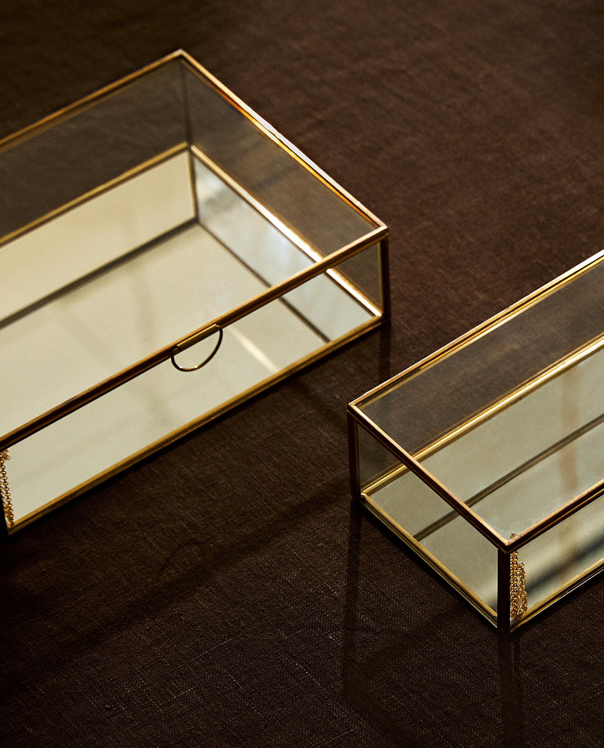 GLASS JEWELLERY BOX WITH METAL BORDER | Zara Home Ireland