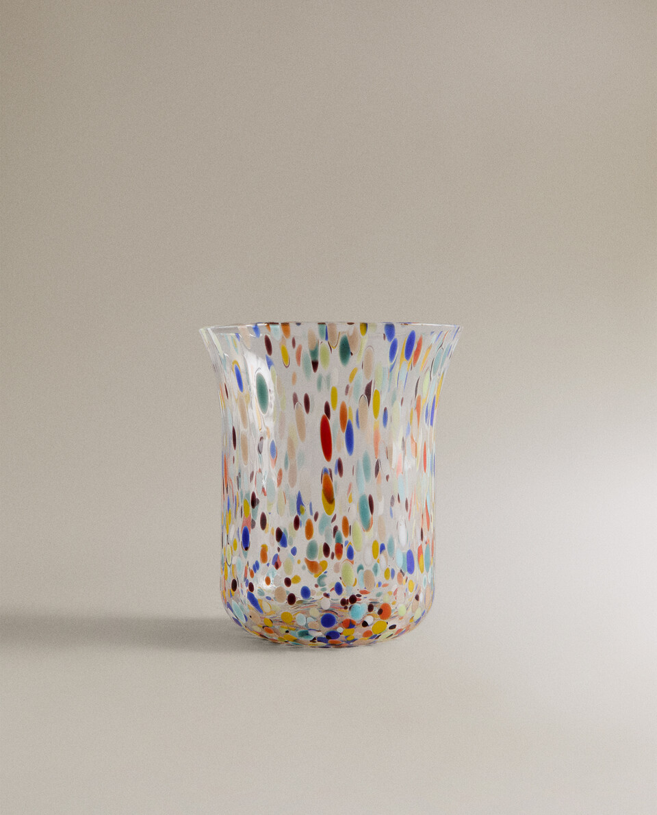 Blown Glass Tumbler With Speckled Design Zara Home Uae Dubai