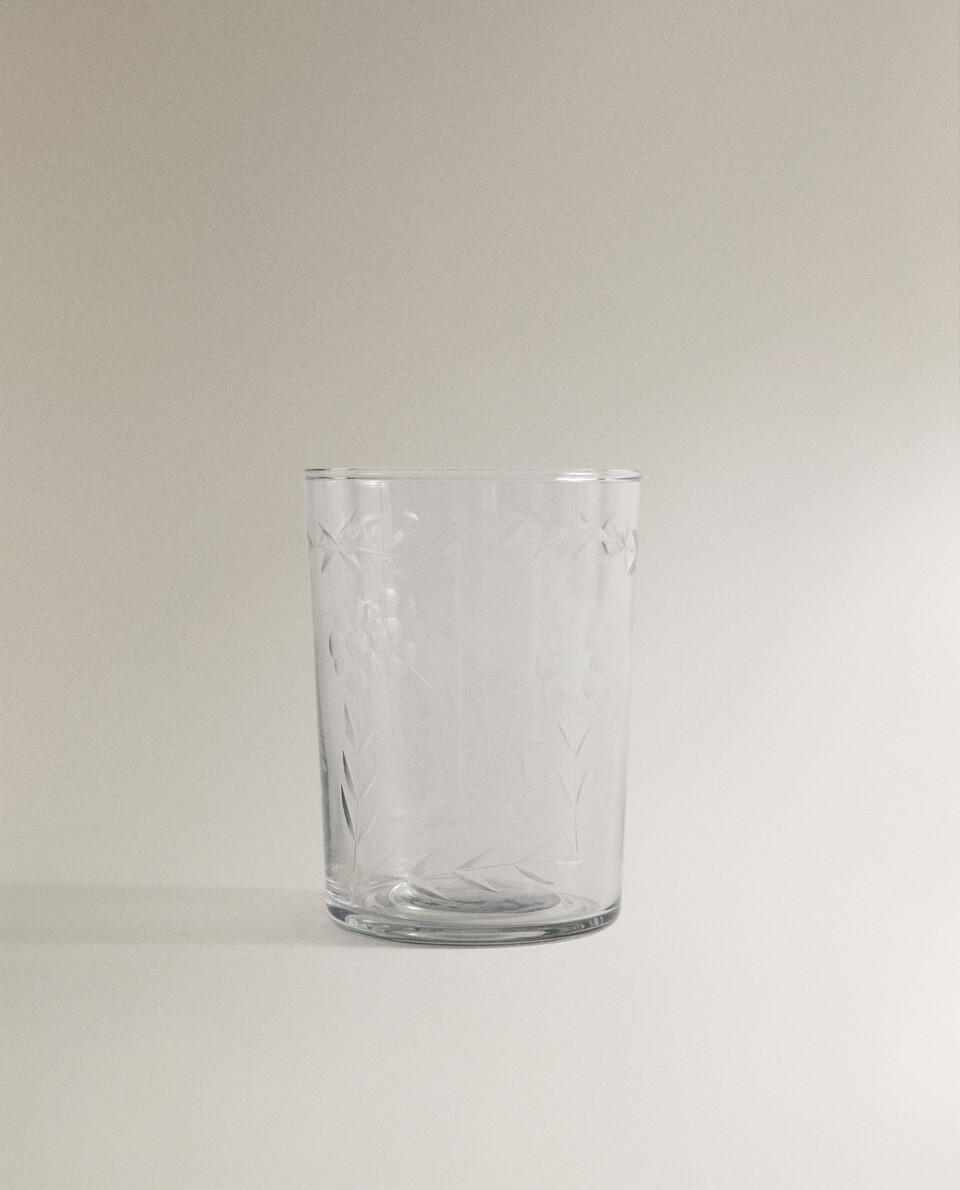 VASO VIDRIO TALLADO FLORAL | Zara Home México