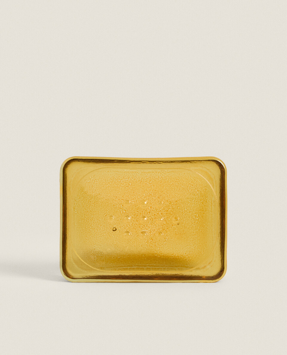 STAKLENA POSUDICA ZA SAPUN ZA KUPAONICU BOJE SENFA | Zara Home Hrvatska