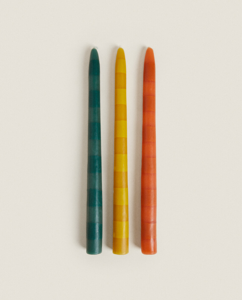 PACK VELAS RAYAS (PACK DE 3) | Zara Home México