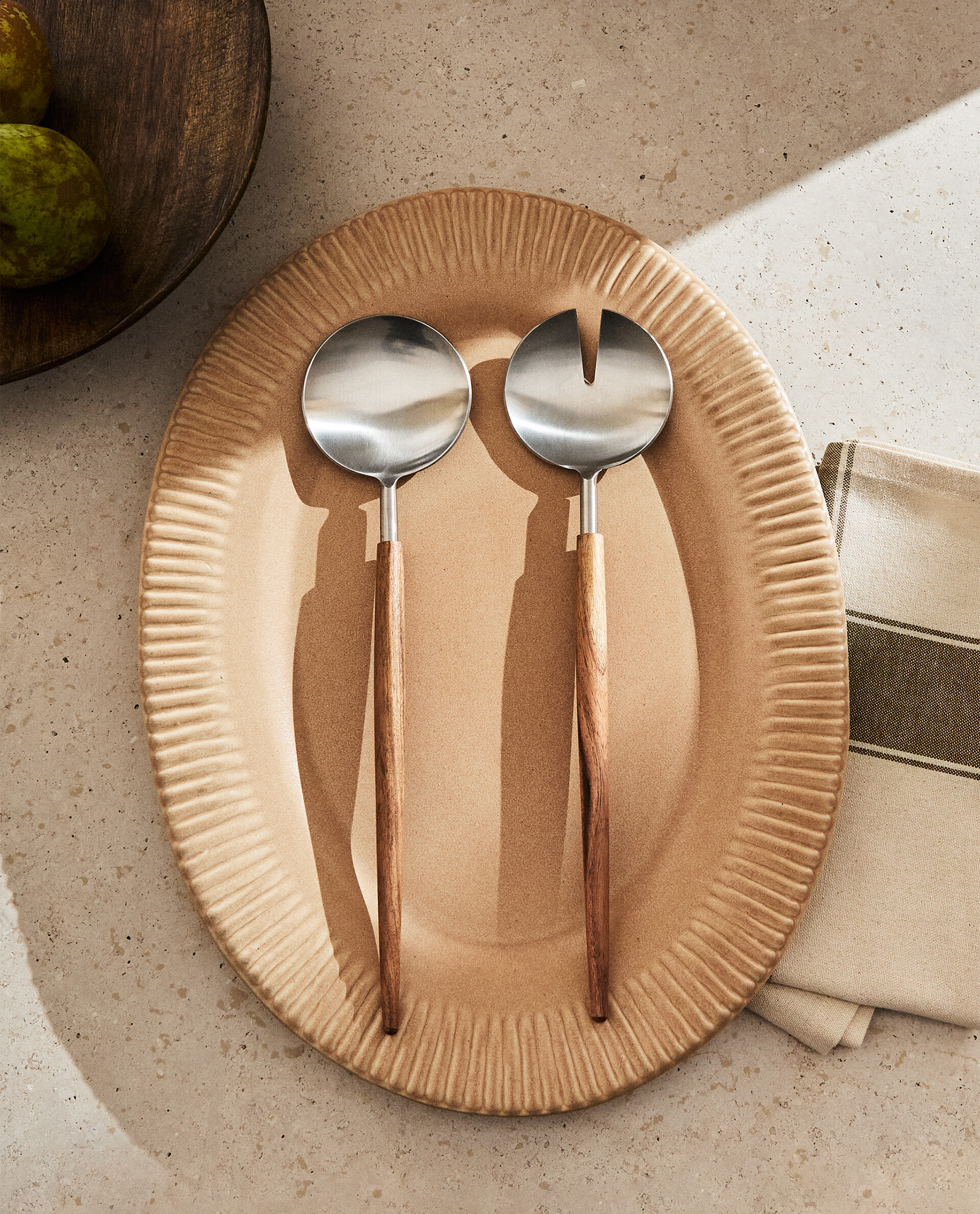 WOODEN STEEL SALAD CUTLERY SET (SET OF 2) | Zara Home UAE - ABU DHABI ...