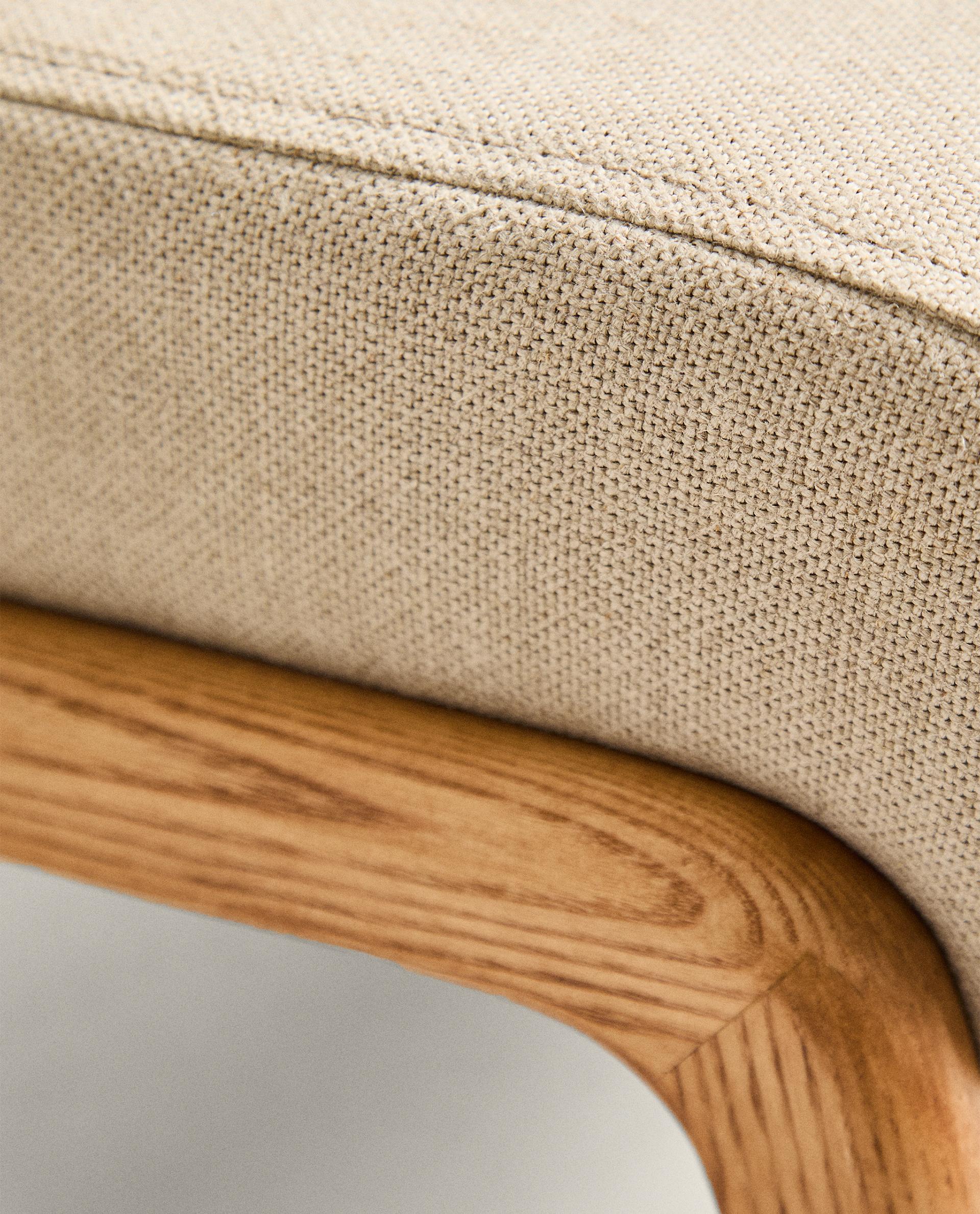 ASH WOOD AND LINEN FOOTREST STOOL | Zara Home UAE - ABU DHABI/AL AIN ...