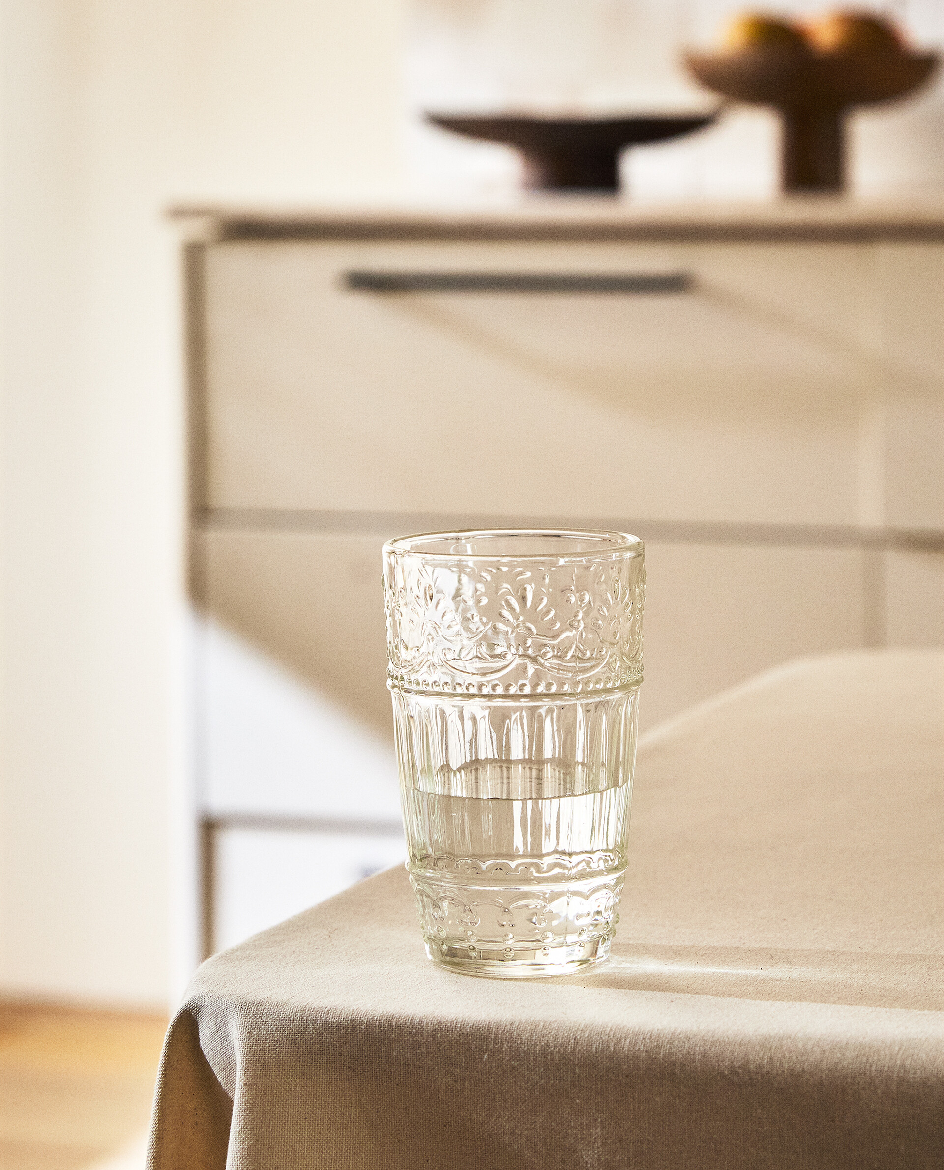 Glass Soft Drink Tumbler With Raised Floral Design Zara Home Netherlands