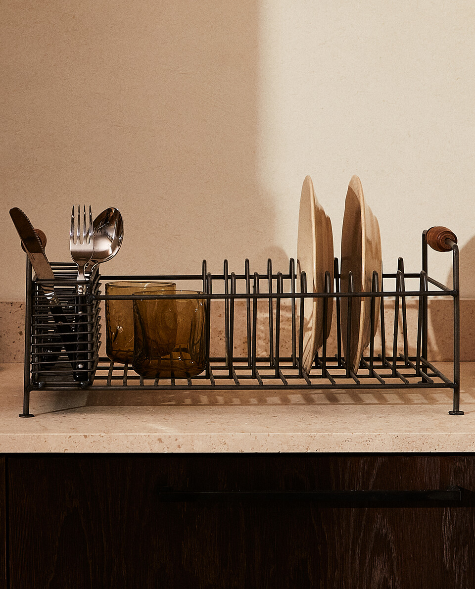 IRON AND ACACIA WOOD DISH RACK | Zara Home Albania