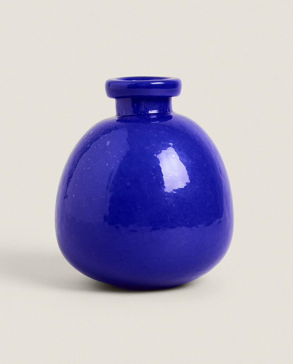 Blue Glass Vase Zara Home Uae Abu Dhabial Ainras Al Khaimah‎