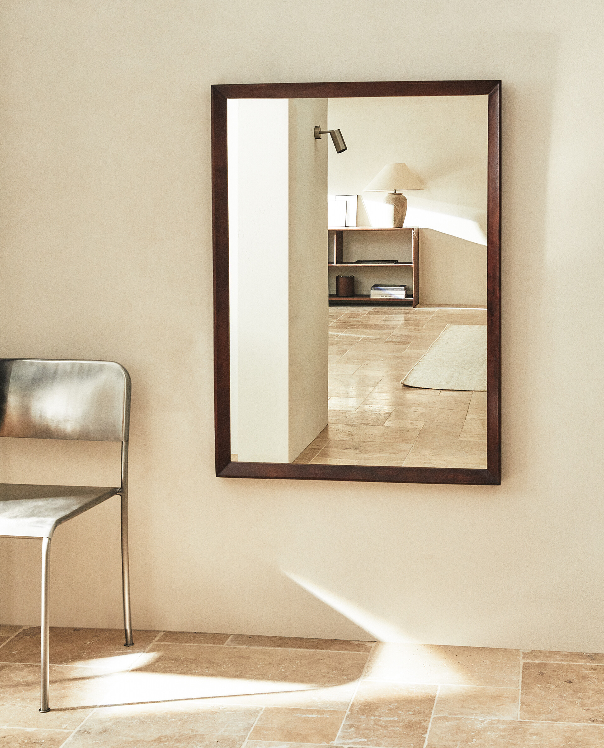 RECTANGULAR WALL MIRROR WITH WOODEN FRAME - MIRRORS - LIVING ROOM ...