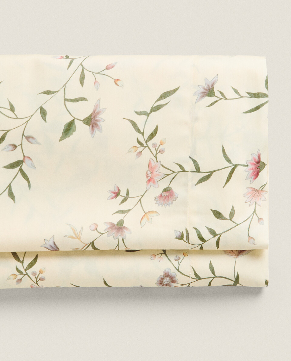 SATIN FLAT SHEET WITH FLORAL PRINT | Zara Home UAE - ABU DHABI/AL AIN ...