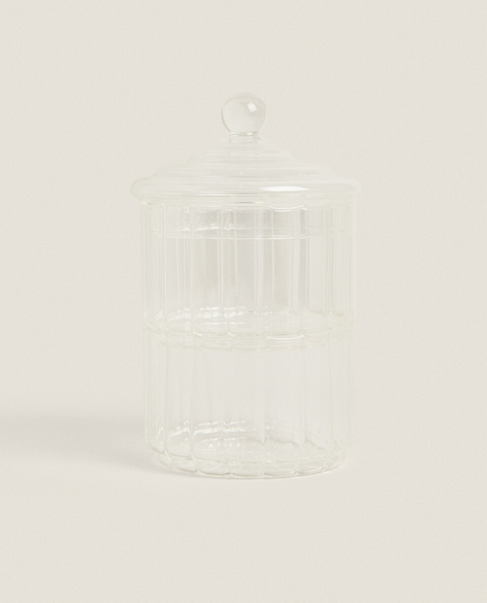 Borosilicate Glass Double Height Jar With Lid Zara Home Uae Abu