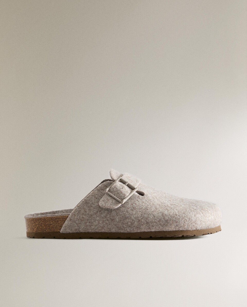 BUCKLED FELT MULE CLOG SLIPPERS | Zara Home Worldwide