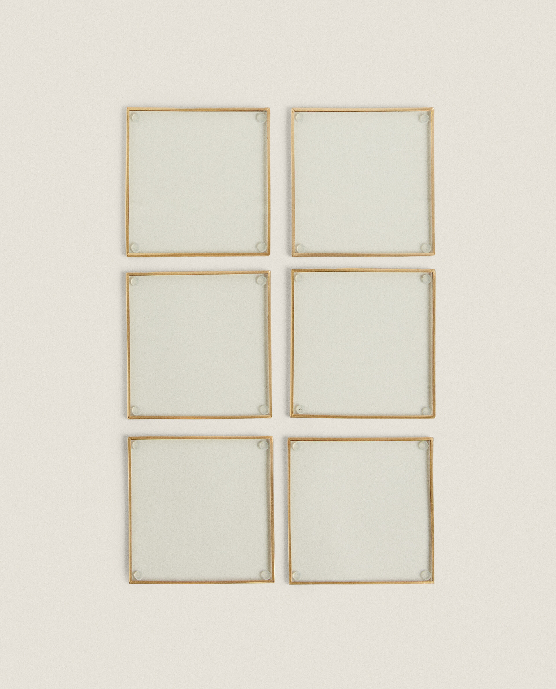SET OF 6 GLASS COASTERS WITH METAL TRIM Zara Home Ireland