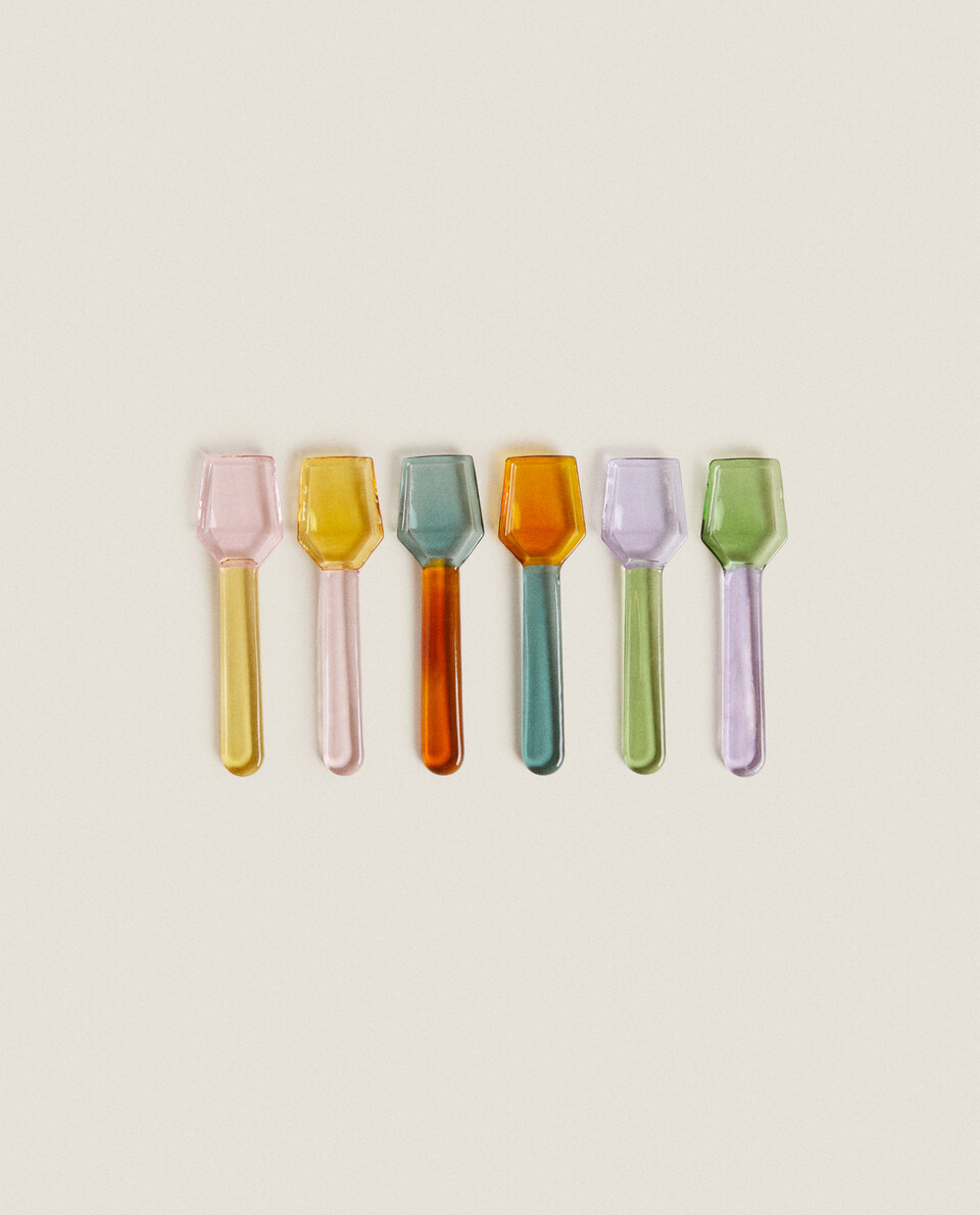 PACK OF MULTICOLOURED BOROSILICATE GLASS ICE CREAM SPOONS (PACK OF 6) | Zara Home United Kingdom