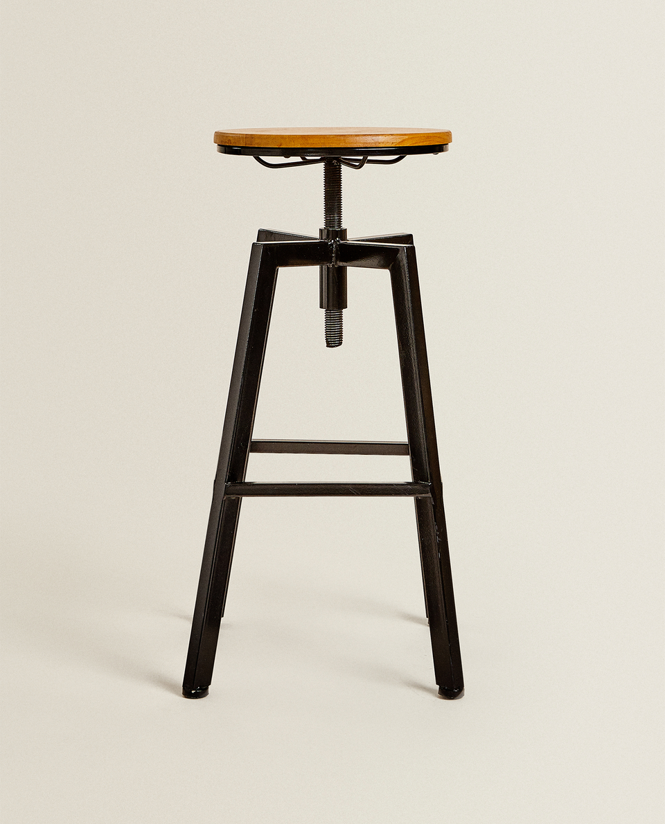 WOOD AND METAL SWIVEL BAR STOOL | Zara Home United States of America