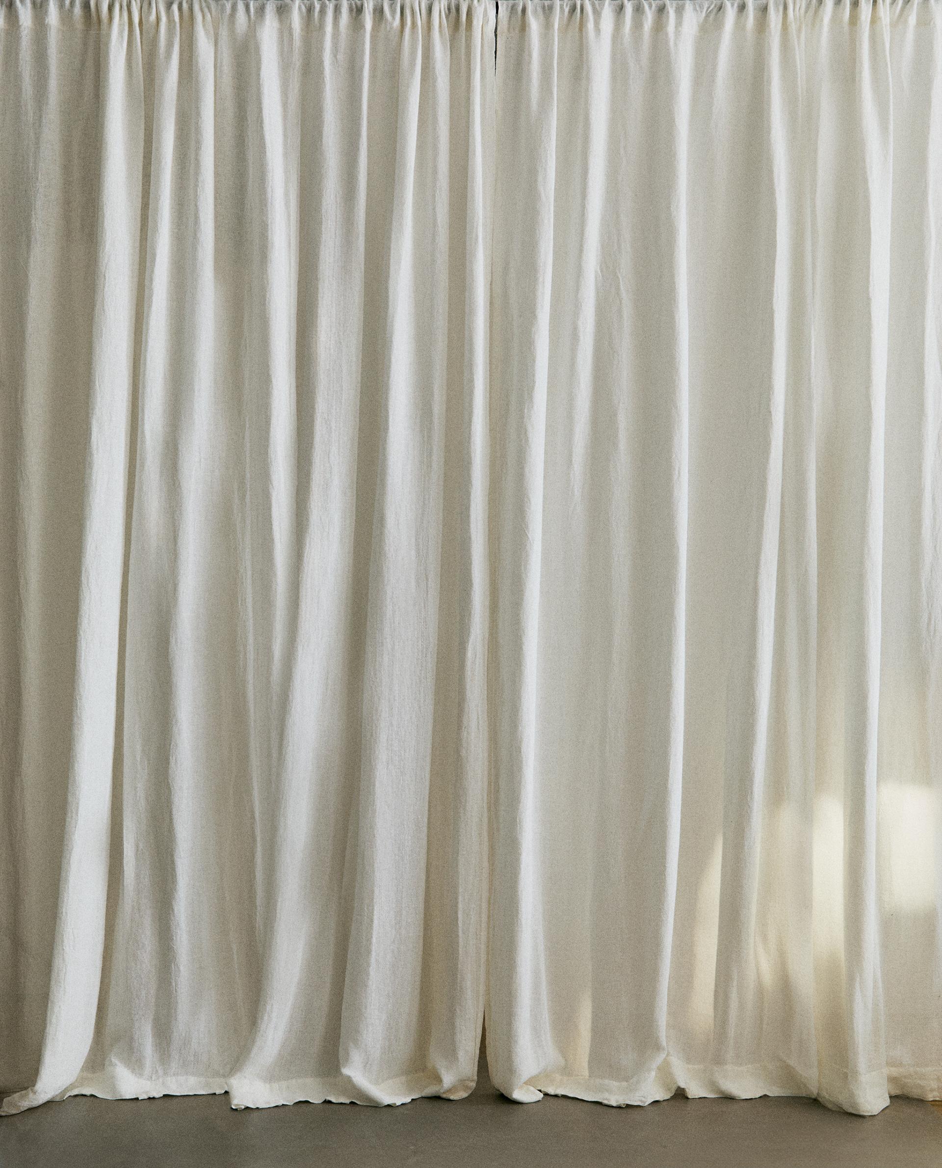 HIGH OPACITY WHITE LINEN CURTAIN | Zara Home United States of America