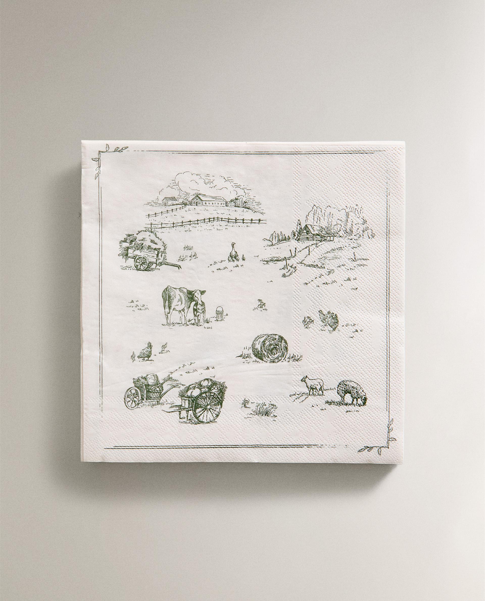 PAPER NAPKIN WITH FARM PRINT (PACK OF 20) | Zara Home Kosovo