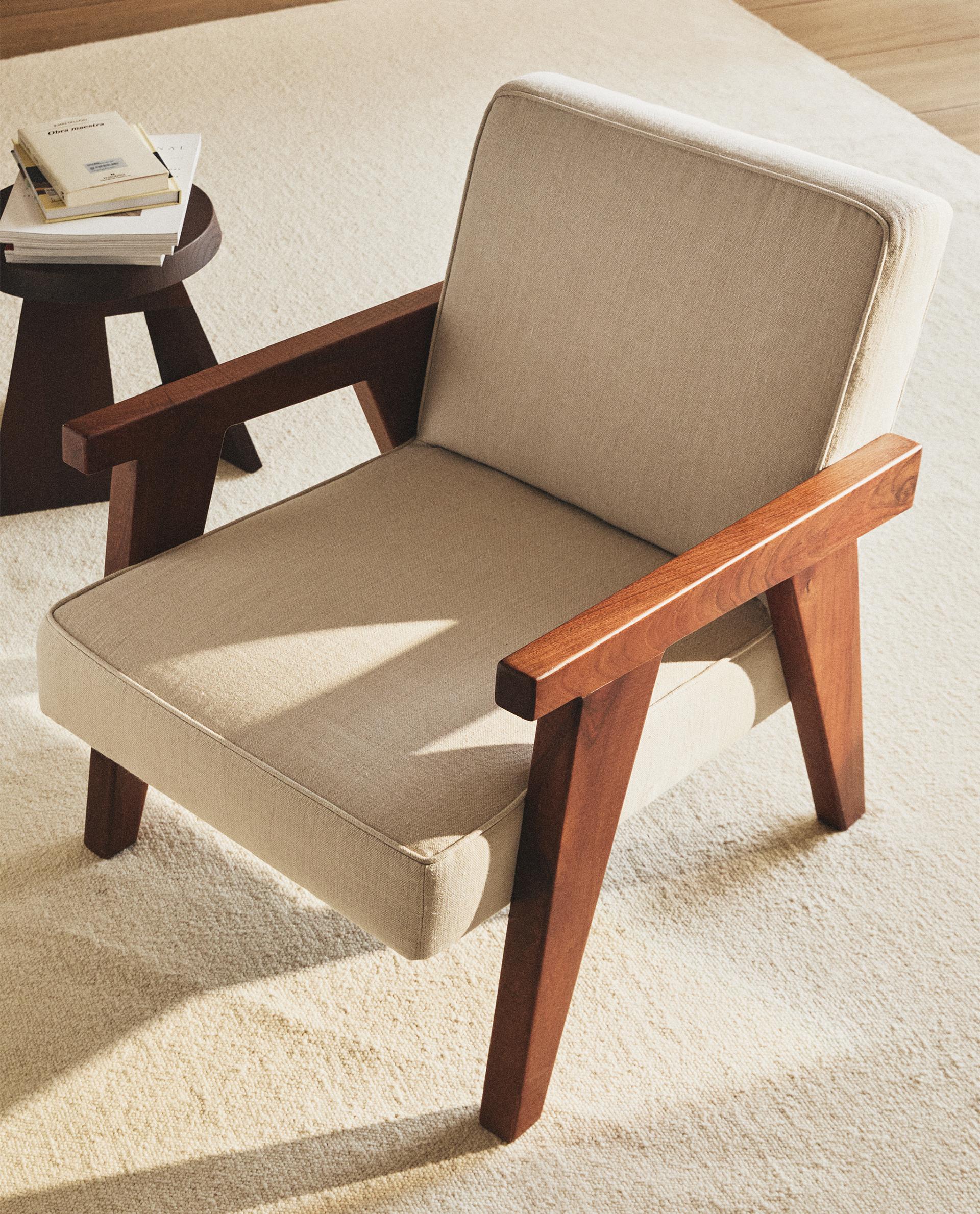 FAUTEUIL NOYER TAPISSÉ LIN ZARA HOME BY BLASCO | Zara Home France