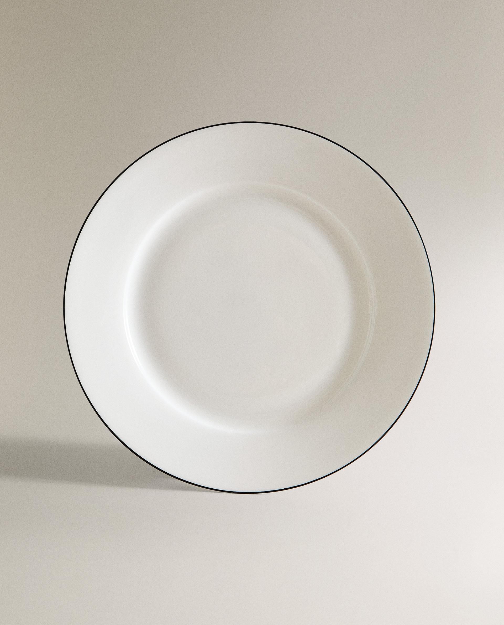 PLATO POT PORCELAINE BONE CHINA FILET NEGRO | Zara Home France