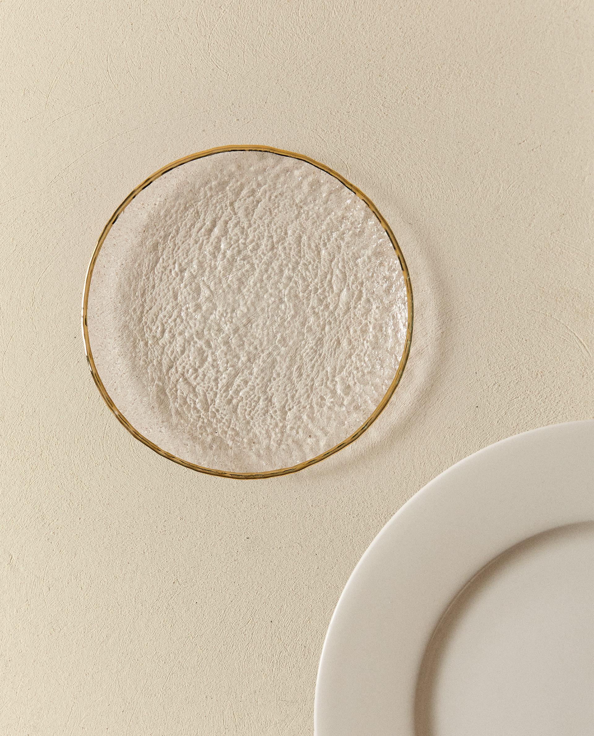 RAISED GLASS SIDE PLATE WITH GOLD RIM | Zara Home United States of America