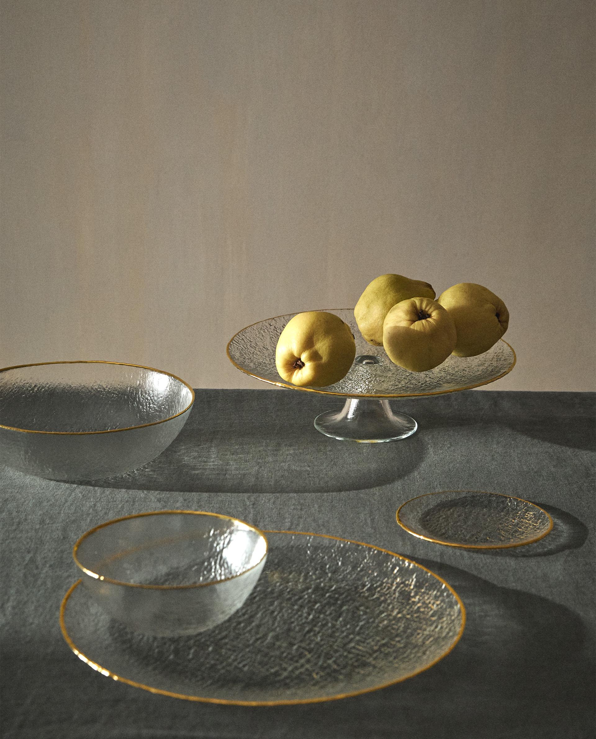 CRACKLED GLASS DINNER SET WITH RIM DETAIL | Zara Home Egypt