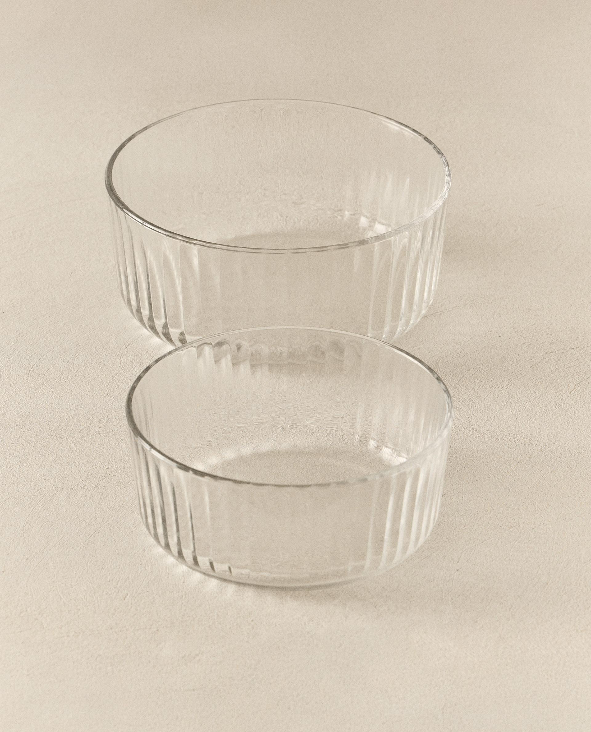 RAISED WAVE DESIGN GLASS BOWL | Zara Home Saudi Arabia