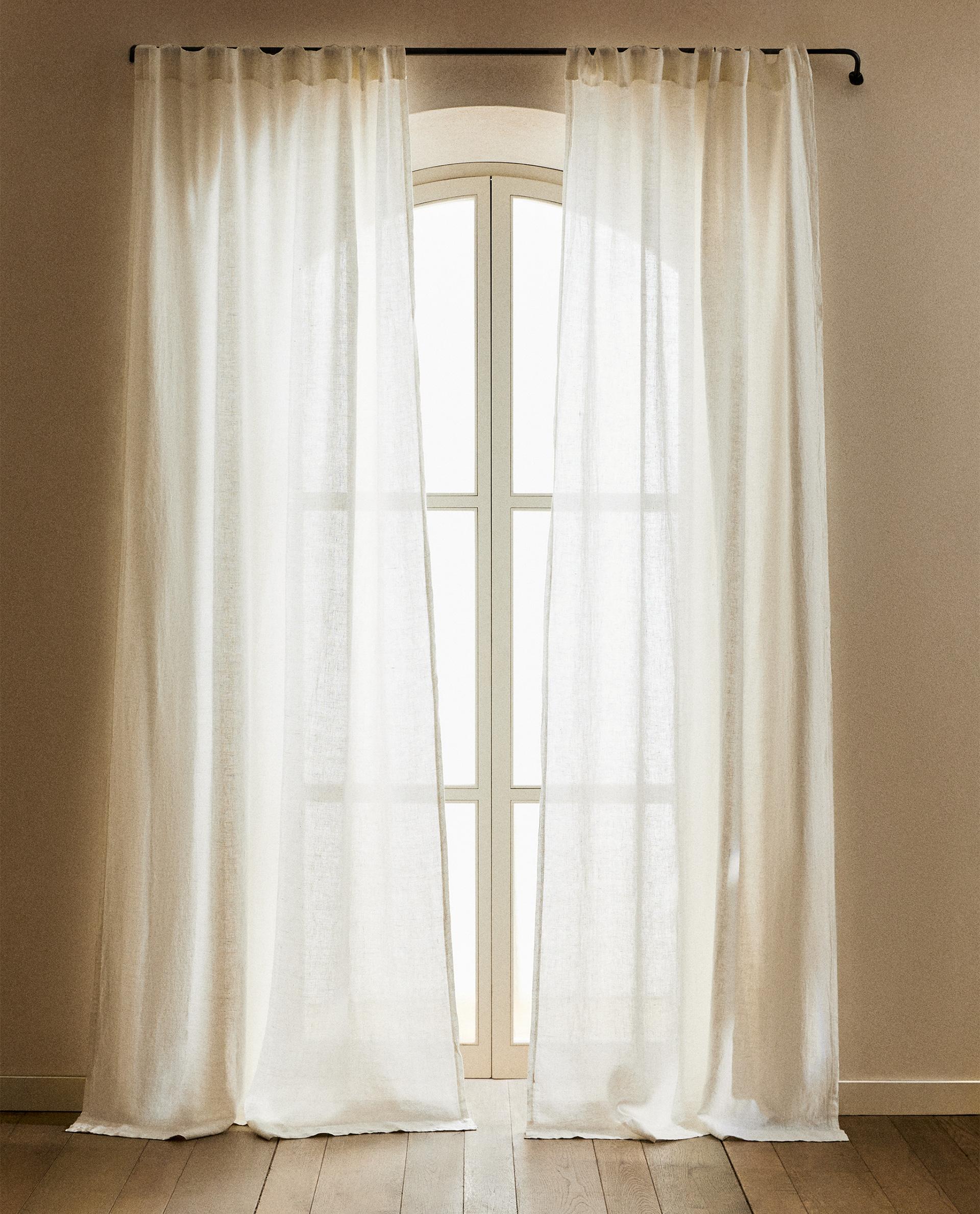 ΛΕΥΚΗ ΚΟΥΡΤΙΝΑ ΑΠΟ ΛΙΝΟ ΥΨΗΛΗΣ ΑΔΑΜΑΣΤ | Zara Home Ελλάδα / Greece