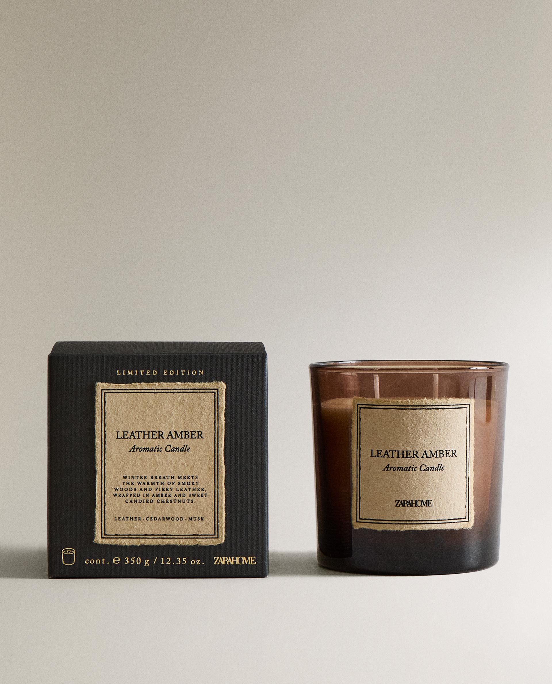 (350 G) AROMĀTISKA SVECE LEATHER AMBER | Zara Home Latvia