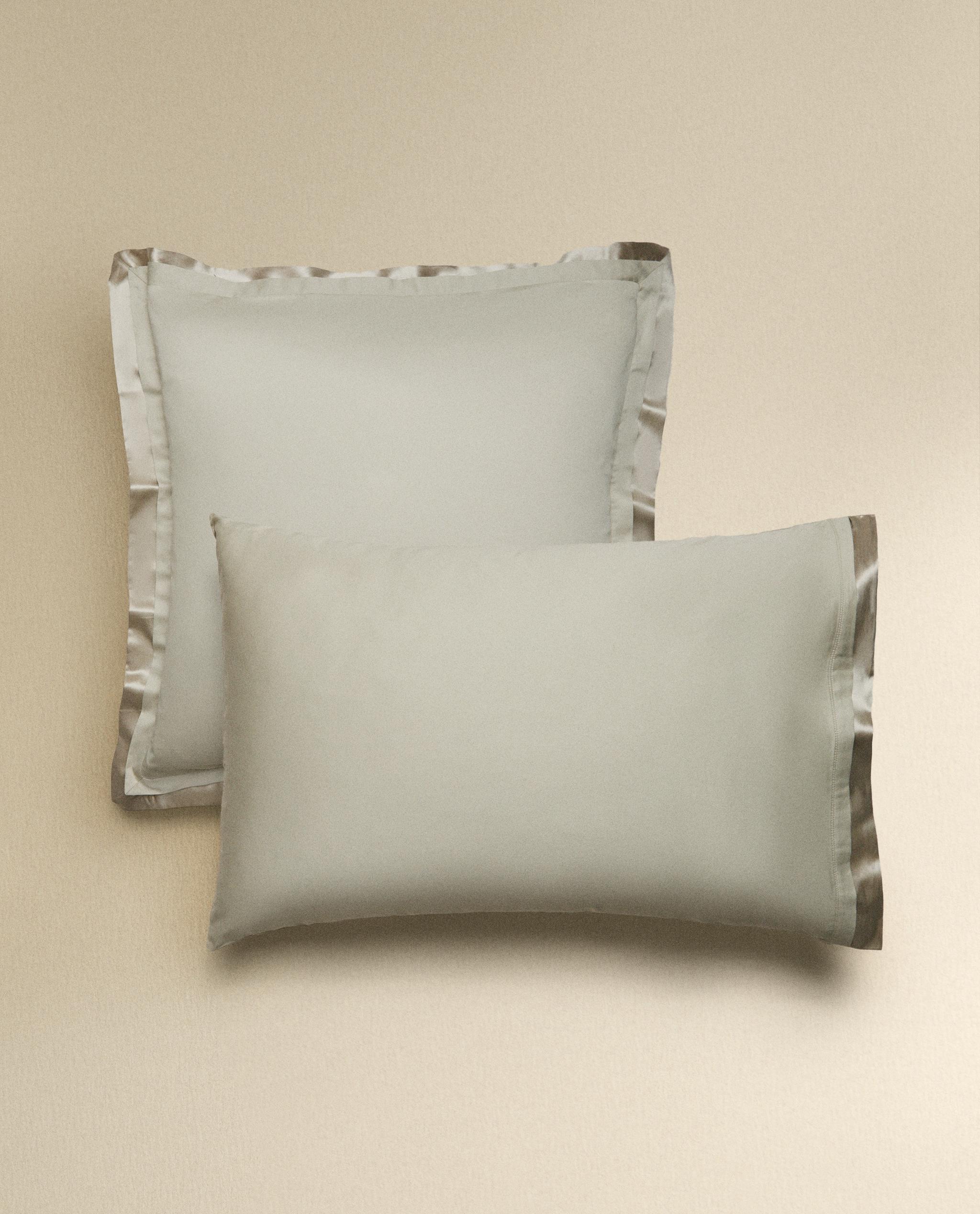 SATEEN PILLOWCASE WITH SILK BORDER (300 THREAD COUNT) | Zara Home Worldwide