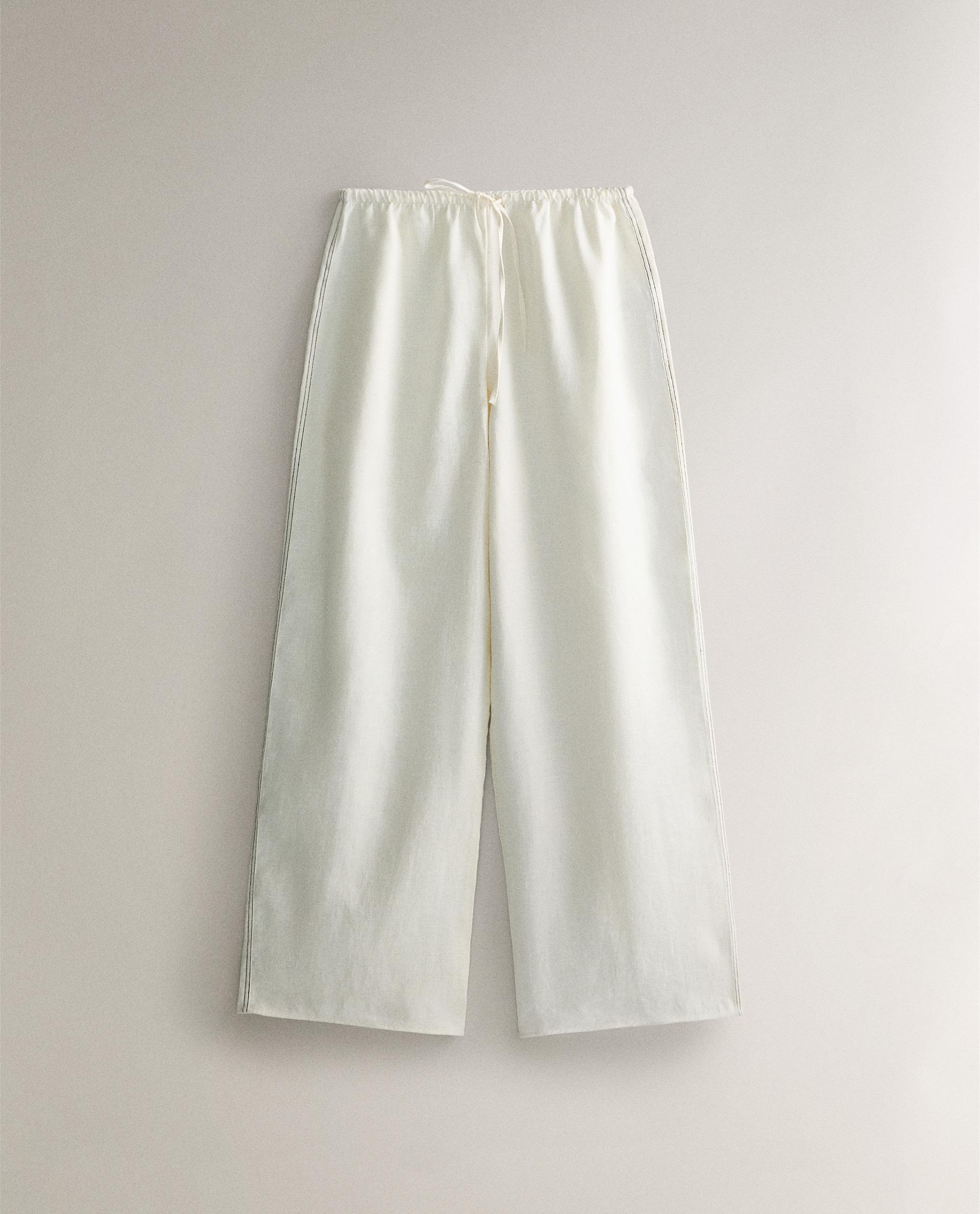 بنطلون كتان بغرزة راجعة | Zara Home Bahrain